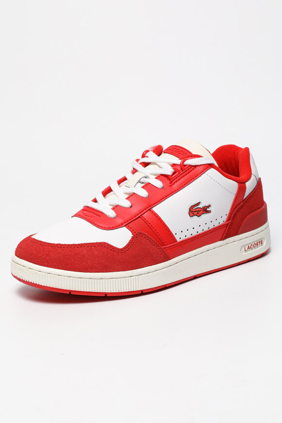 Red lacoste trainers store